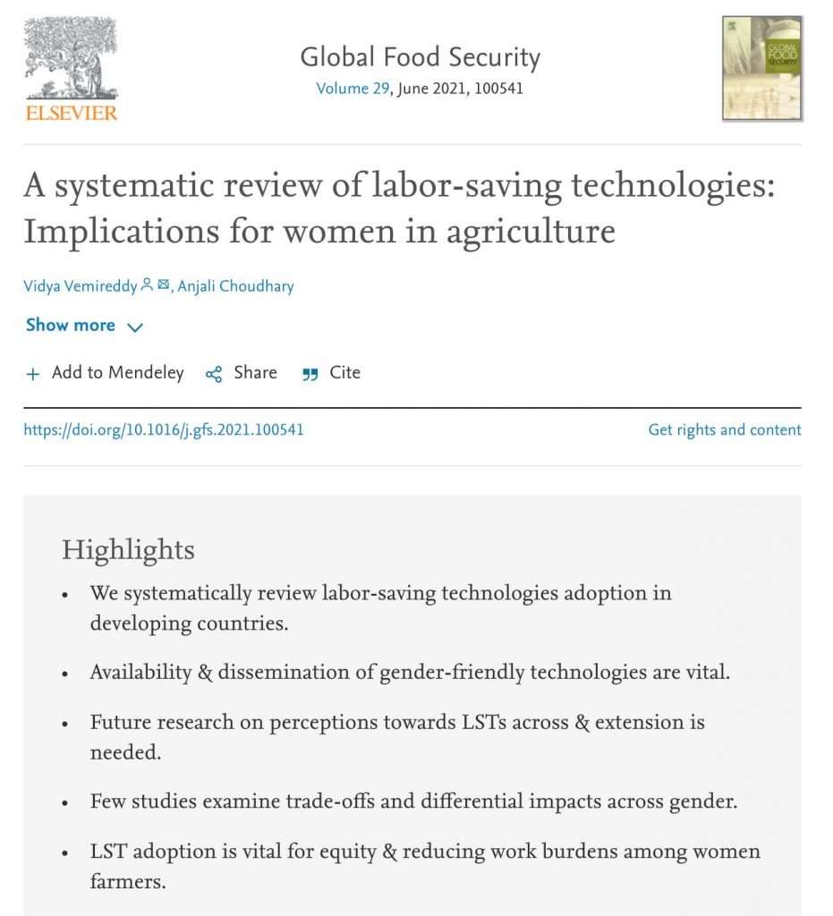 A systematic review of labor-saving technologies: Implications for ...