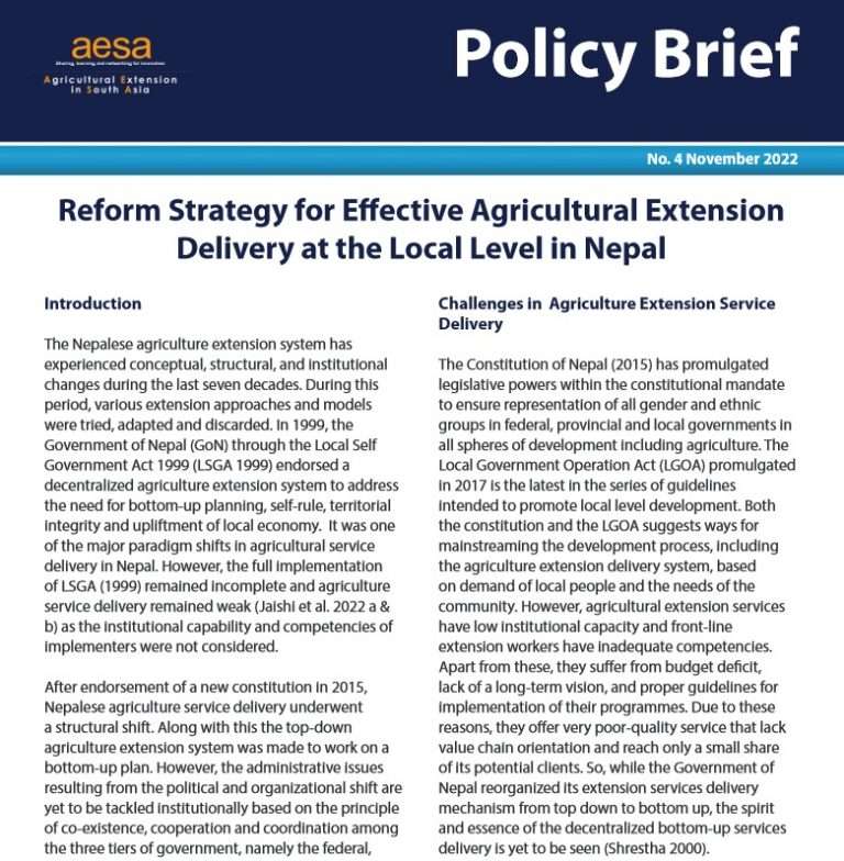 Policy Brief 4- Reform Strategy for Effective Agricultural Extension ...