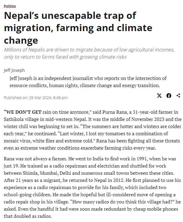 Nepal’s unescapable trap of migration, farming and climate change | AESA