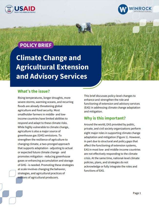 Climate Change and Agricultural Extension and Advisory Services | AESA