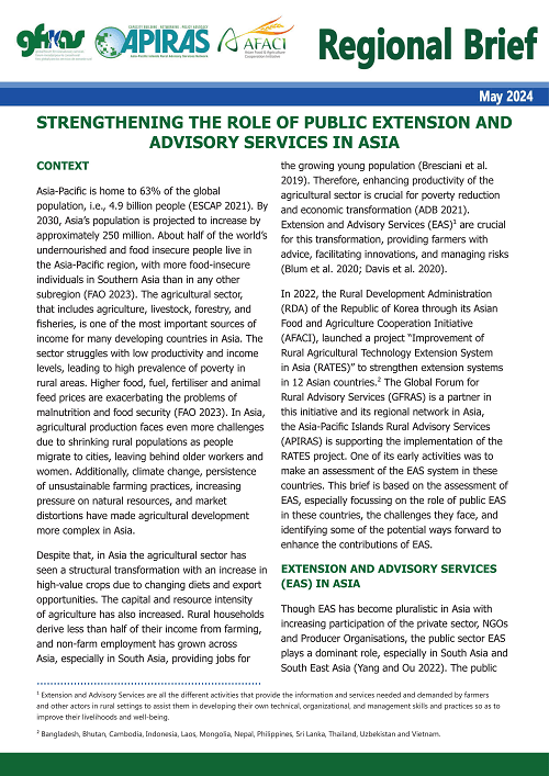 Regional Brief: Strengthening the Role of Public Extension and Advisory ...